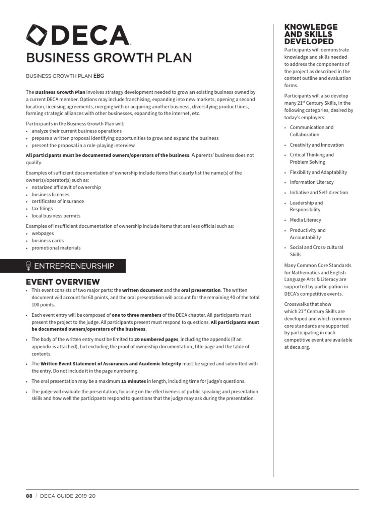DECA Business Growth Plan Overview | PDF