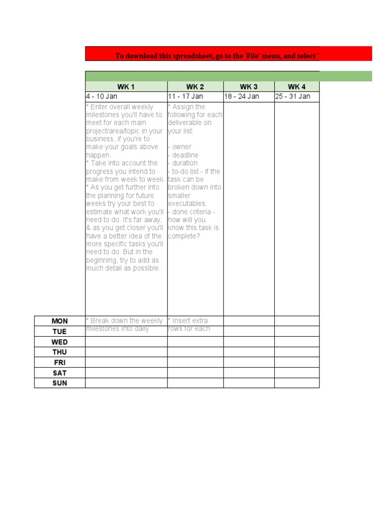 12 Week Year Planning Sheet | PDF | Amazon Kindle | Business
