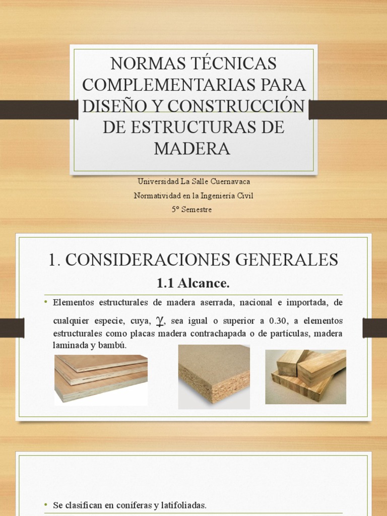NORMAS TÉCNICAS COMPLEMENTARIAS PARA Madera 1 | PDF | Doblar | Madera
