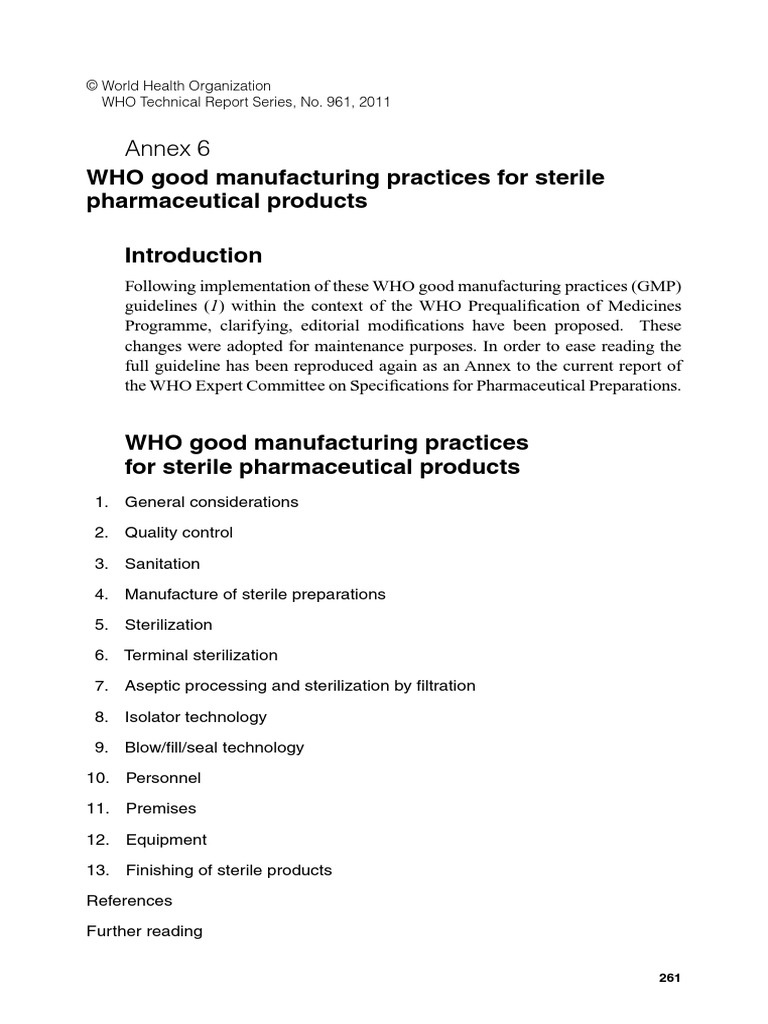 WHO Guideline For Sterile Pharmaceutical Product PDF | PDF