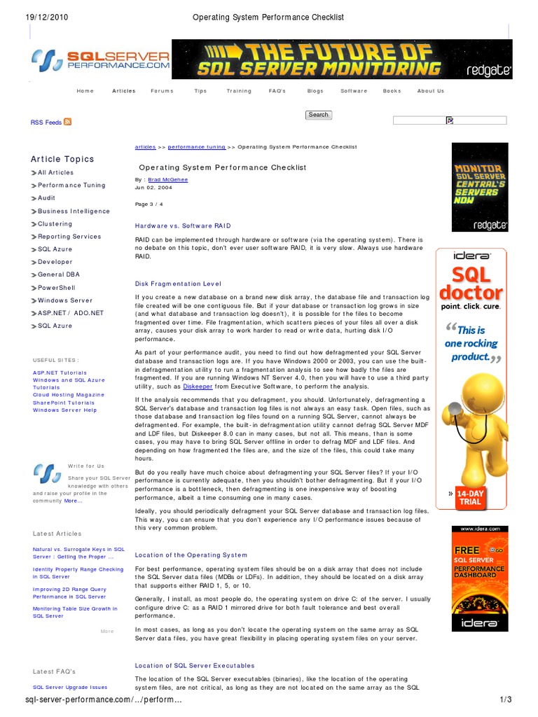 Operating System Performance Checklist - Page 3 | PDF | Microsoft Sql ...