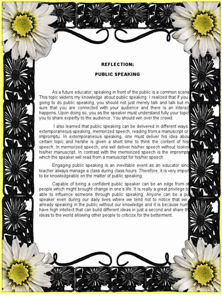 Reflection in Public Speaking | PDF