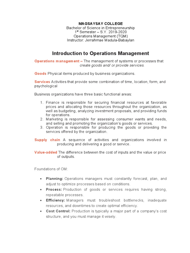 Ethical Principles in Operations Management | PDF | Operations ...
