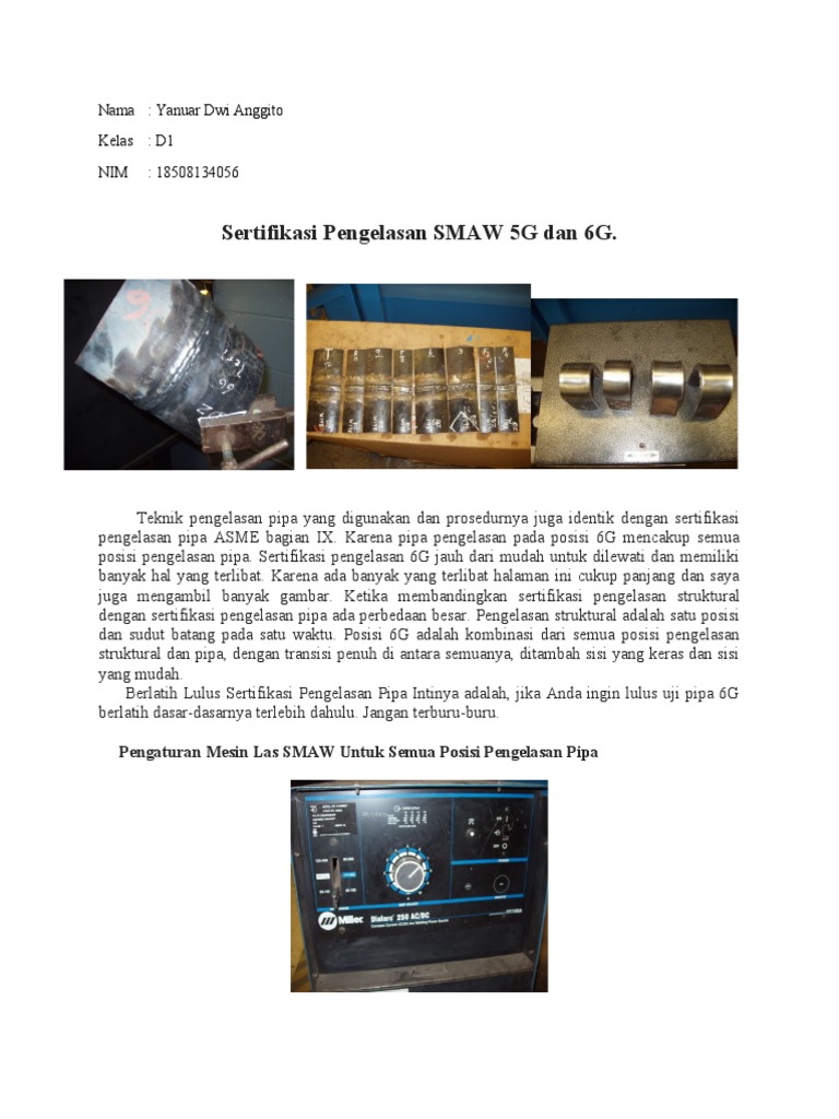 Sertifikasi Pengelasan SMAW 5G Dan 6G | PDF