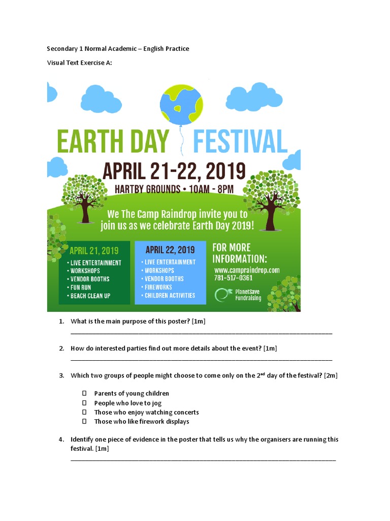 Secondary 1 English (NA) - A Visual Text Exercise | PDF