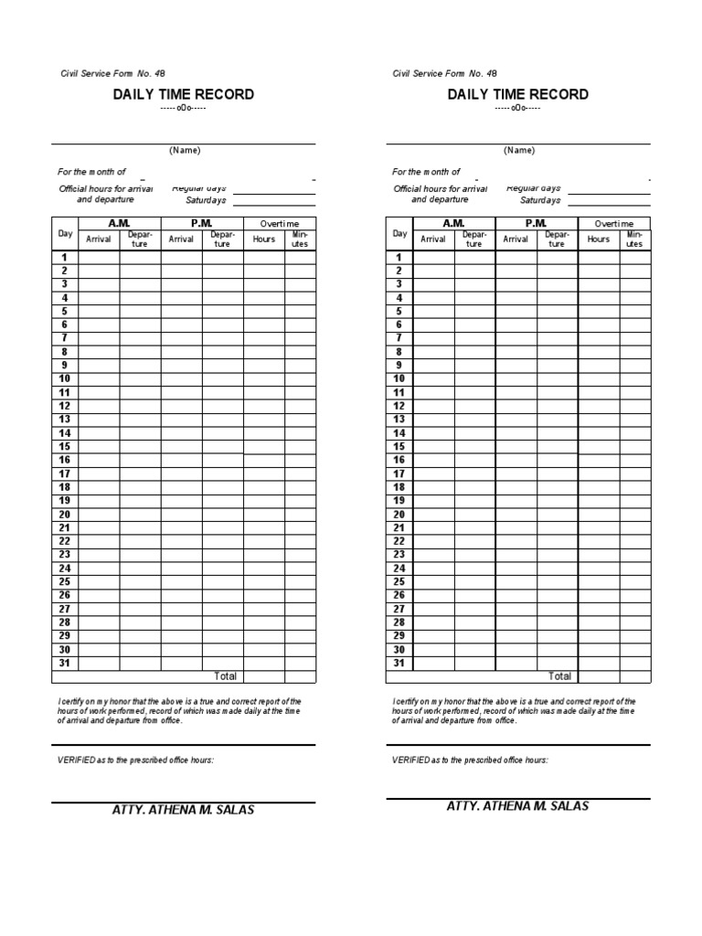 Daily Time Record Daily Time Record | PDF
