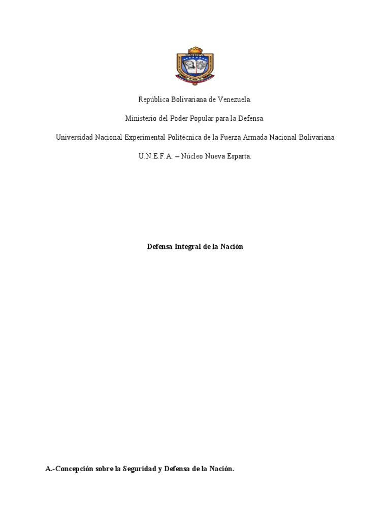 Logo UNEFA y Defensa Nacional | PDF | Nación | Seguridad