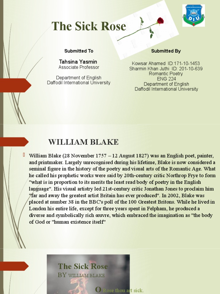 The Sick Rose: Tahsina Yasmin | PDF | William Blake | Poetry