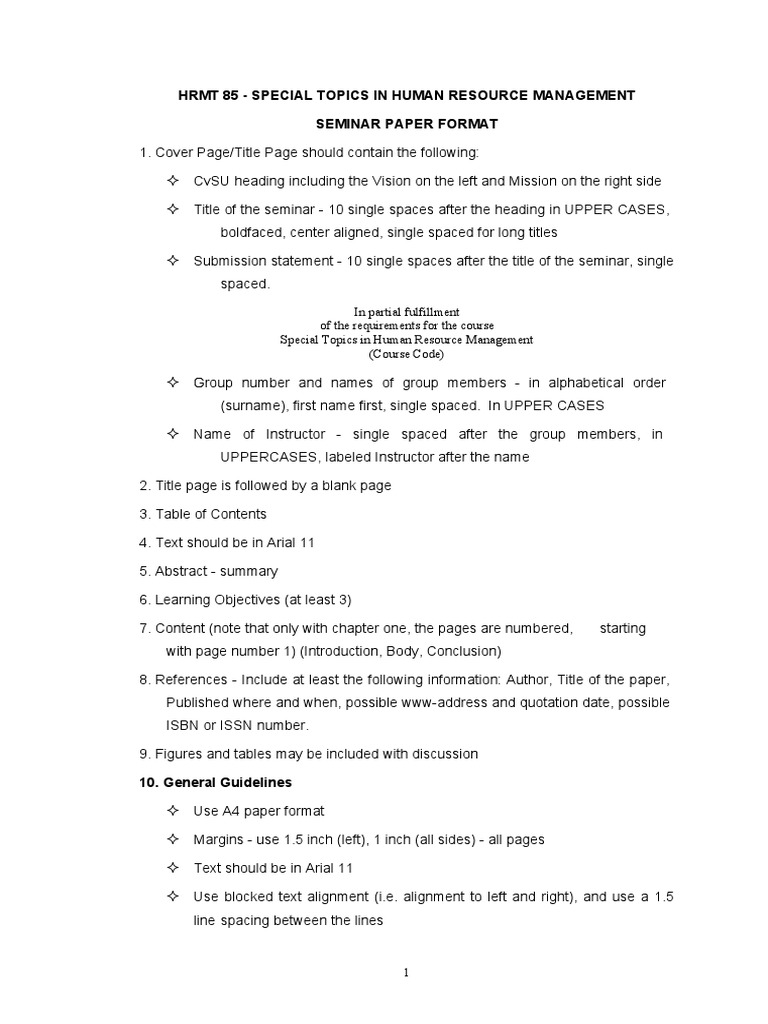 HRMT 85 - Special Topics in Human Resource Management Seminar Paper ...