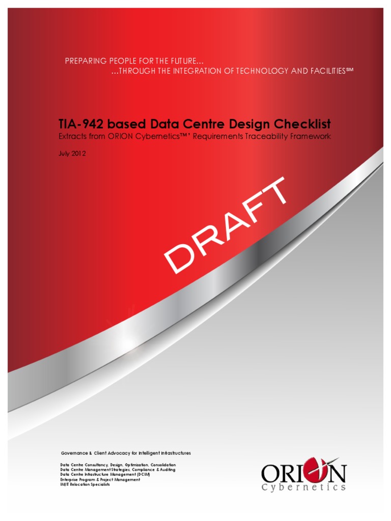 DR AF T: TIA-942 Based Data Centre Design Checklist | PDF | Data Center ...