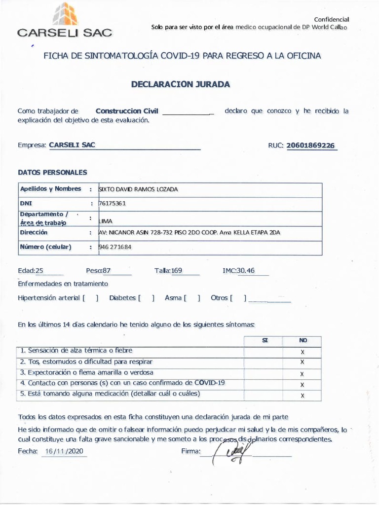 Ficha de Sintomatologia, David Sixto PDF | PDF | Salud pública ...