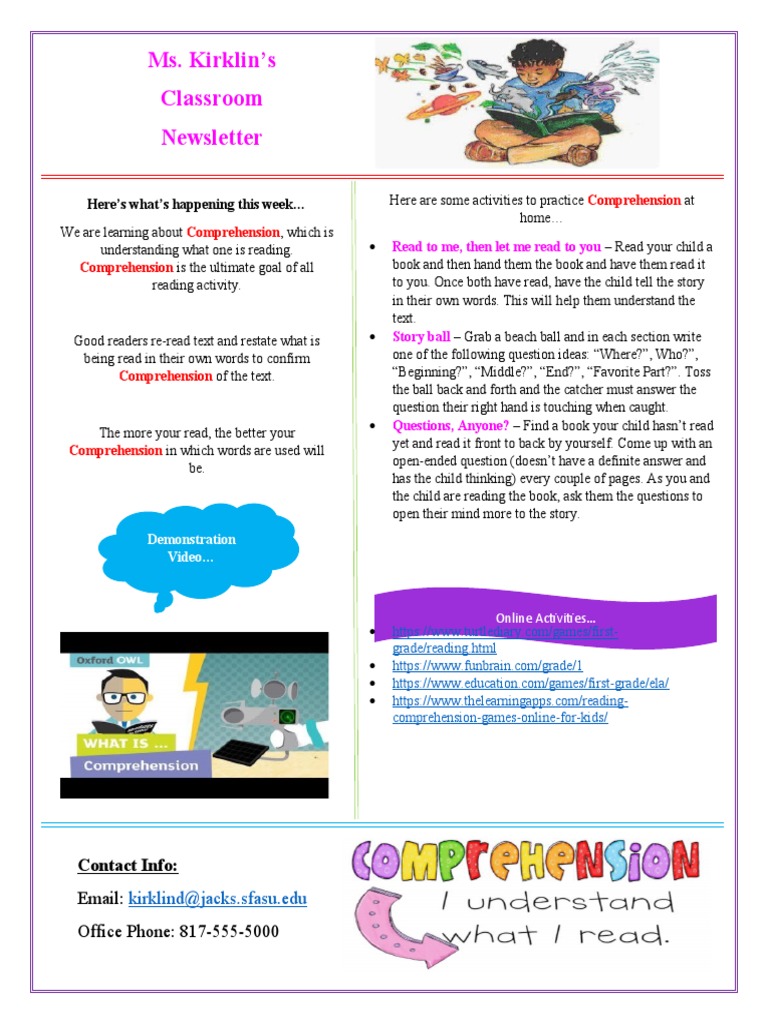 Parent Newsletter Comprehension | PDF | Reading Comprehension ...