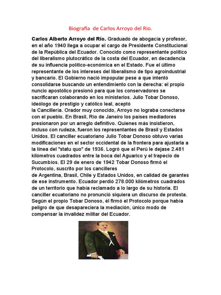Biografía de Carlos Arroyo Del Rio | PDF