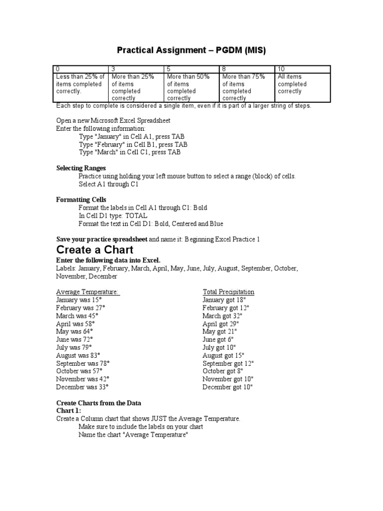 Excel Practice Assignment Guide | PDF | Microsoft Excel | Spreadsheet