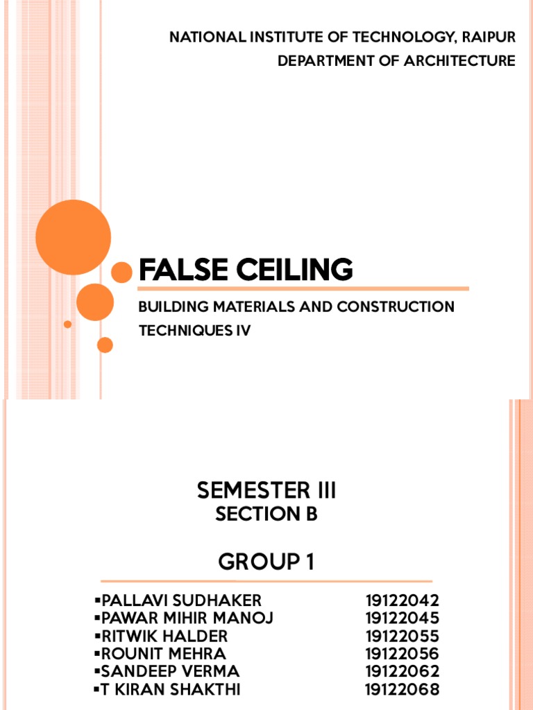 Group 1 False Ceiling Corrected PDF | PDF | Ceiling | Drywall