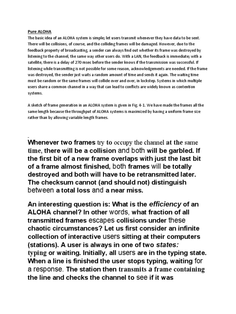 Pure ALOHA | Download Free PDF | Computer Networking | Internet Protocols