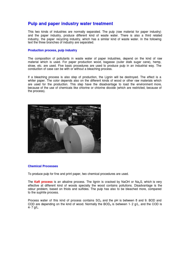 Pulp and Paper Industry Water Treatment | PDF | Pulp (Paper) | Paper