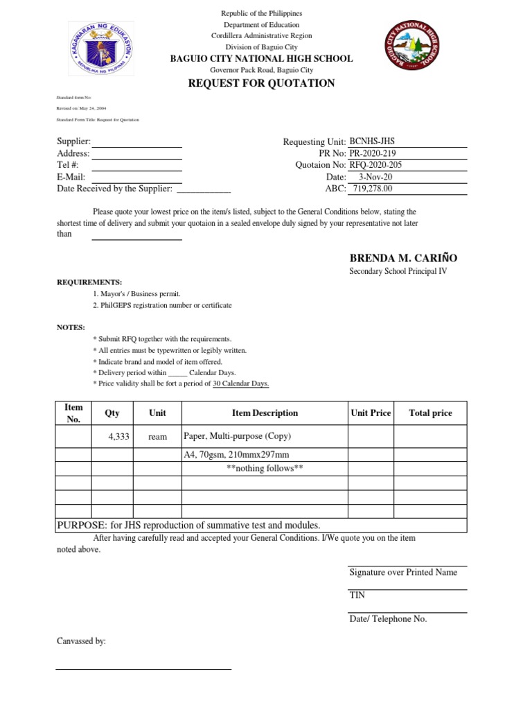 Bidding Documents - Procurement and Delivery of Goods - Baguio City ...