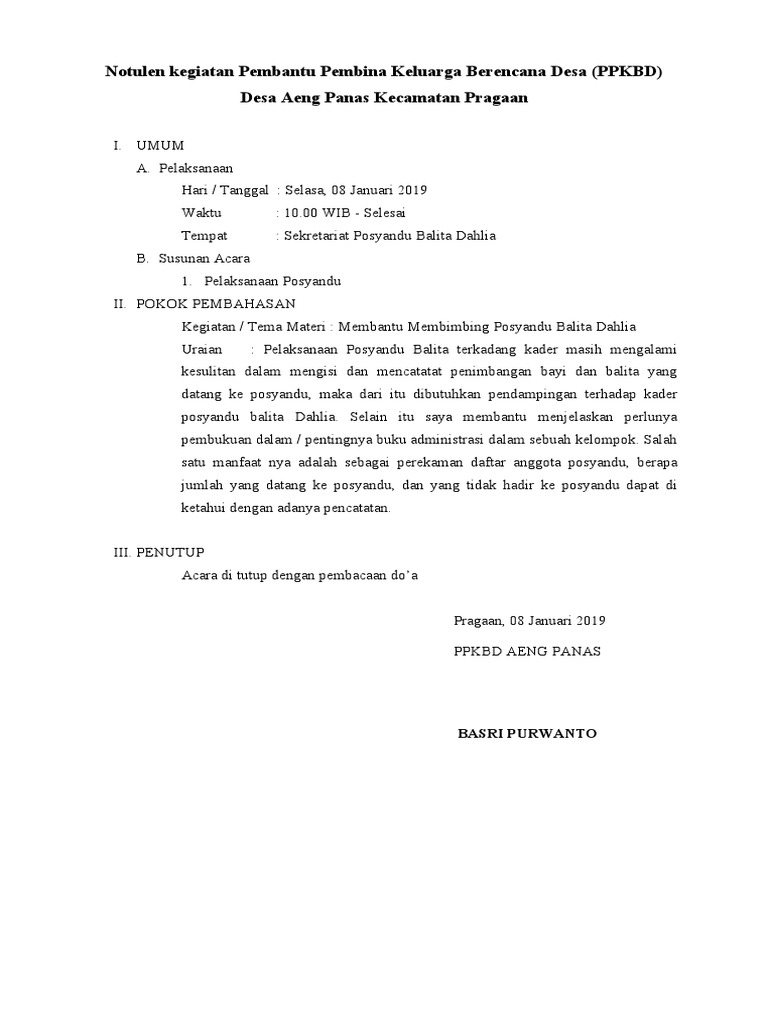 Notulen Kegiatan PPKBD Desa Aeng Panas | PDF | Ilmu Sosial