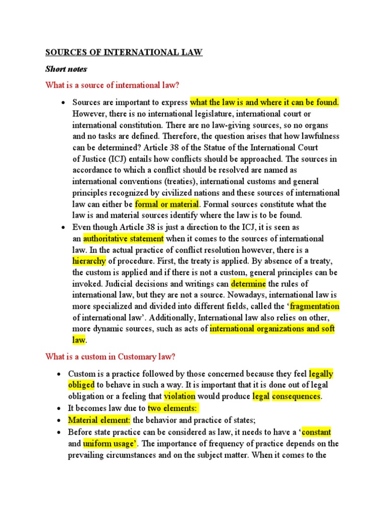 A Comprehensive Overview of the Sources of International Law: Treaties ...