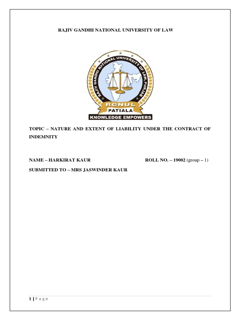 Contracts Ii Final Draft | PDF | Indemnity | Surety