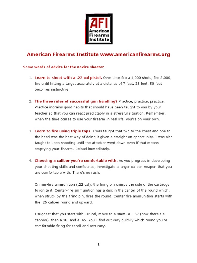 Learn To Shoot With A .22 Cal Pistol.: Some Words of Advice For The ...