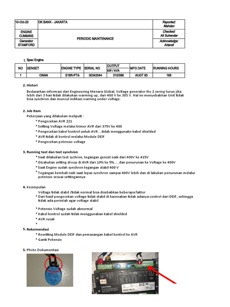 Report Pengecekan Avr | PDF