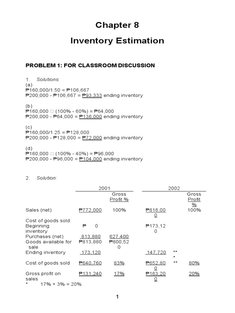 Sol. Man. - Chapter 8 - Inventory Estimation - Ia Part 1a | PDF | Inventory Valuation | Cost Of ...
