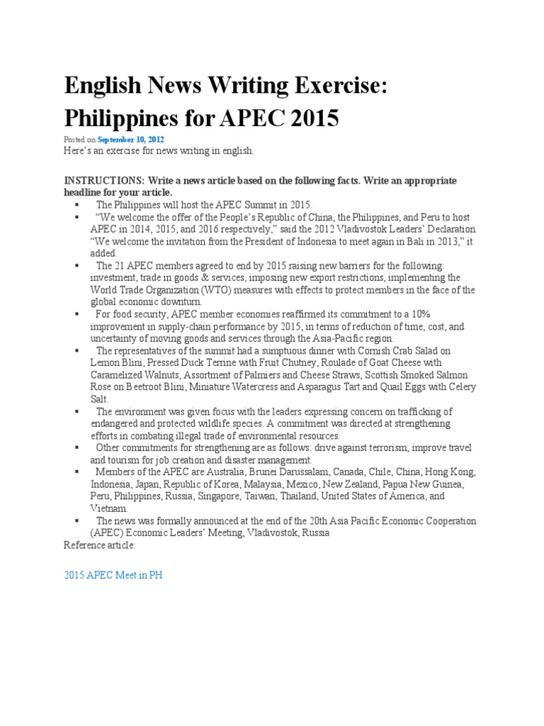 English News Writing Exercise | PDF