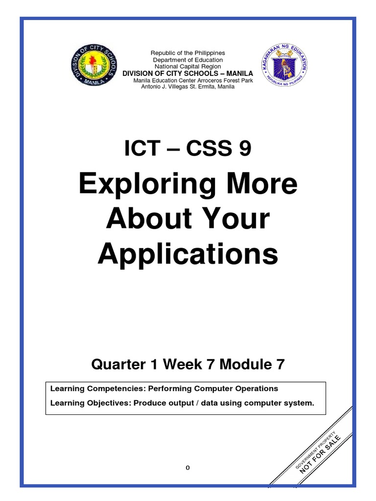 TLE-TE 9 - Q1 - W7 - Mod7 - ICT CSS | PDF | Computer Hardware | Software