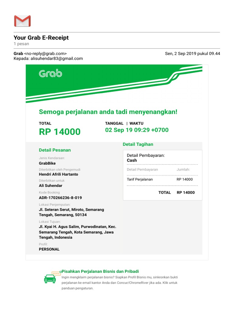 Grab E-Receipt Belanja PDF | PDF