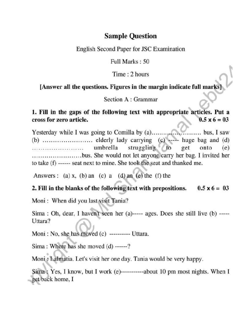English 2nd Paper Model | PDF