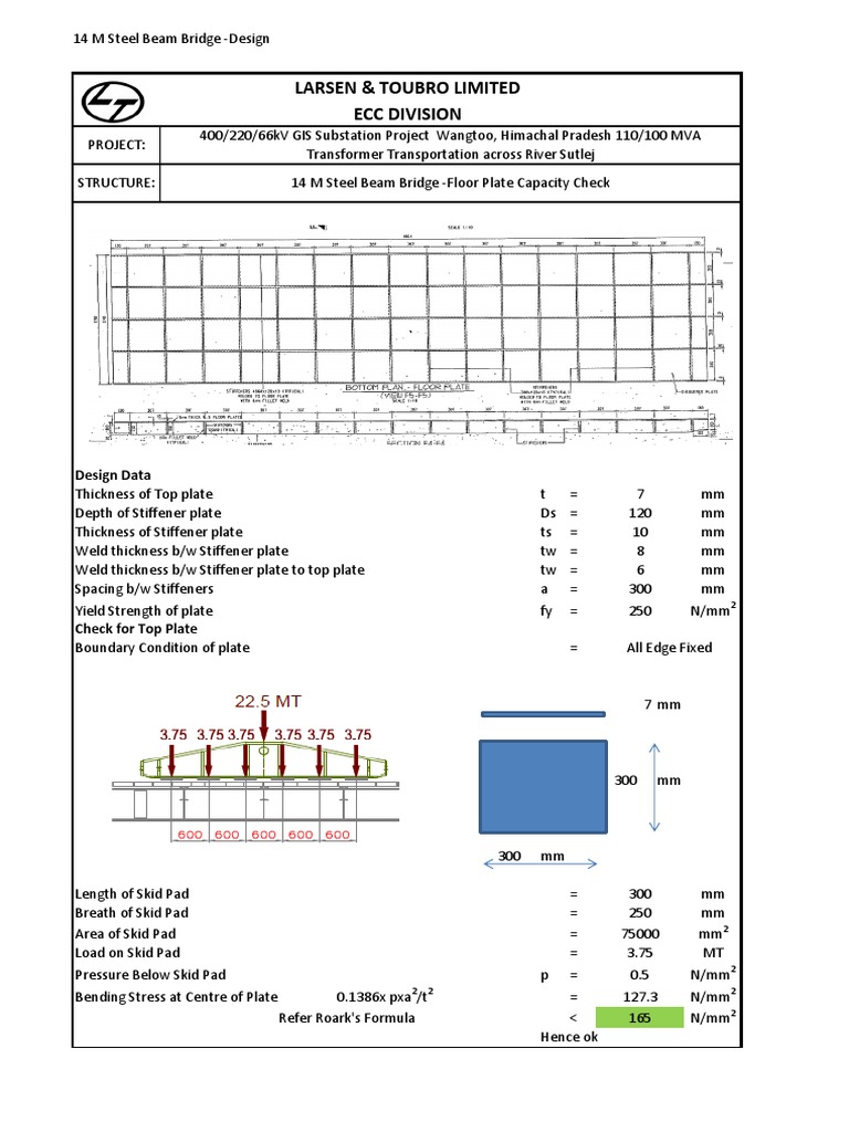 14 M Steel Bridge - Floor Plate Capacity Check | PDF | Bending | Beam ...