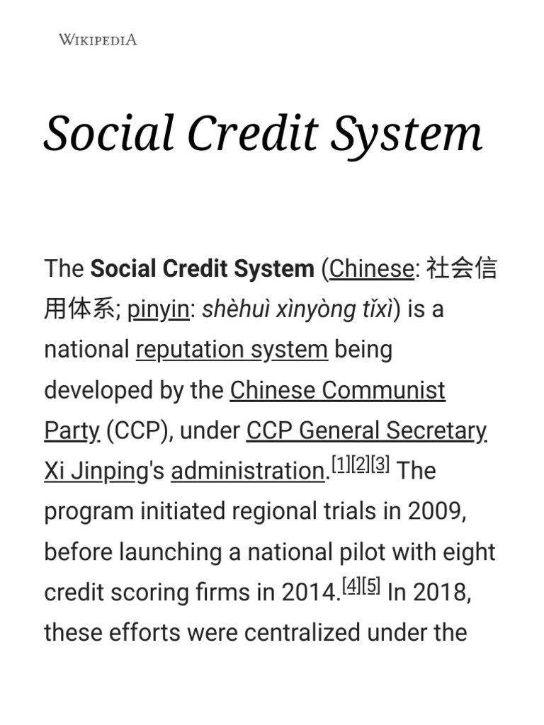 Social Credit System - Wikipedia PDF | PDF | Business