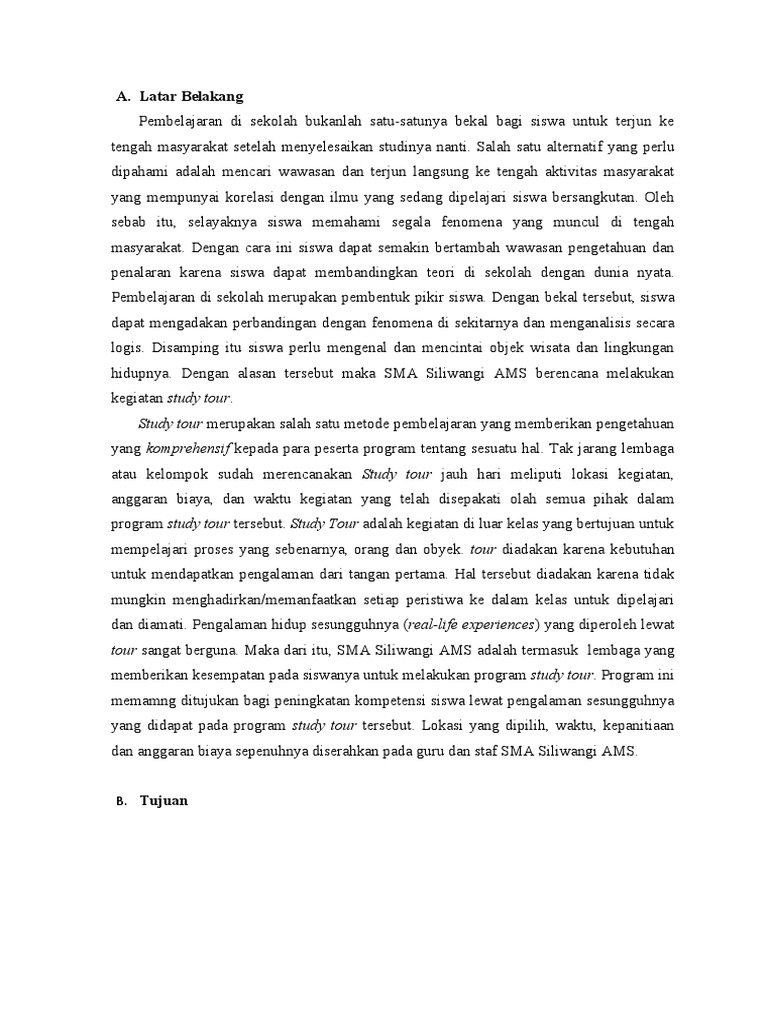 Proposal Study Tour | PDF