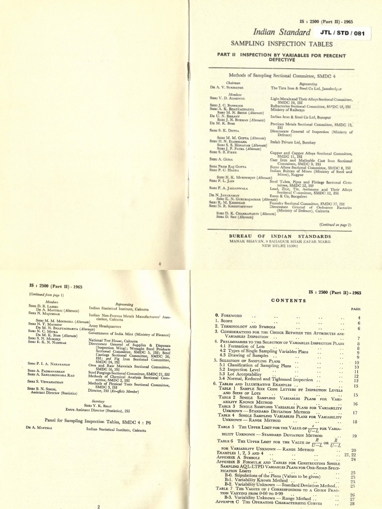 IS 2500 - Part 2 - 1965 | PDF