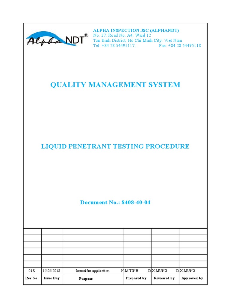 PT Procedure Rev01E | PDF | Welding | Construction