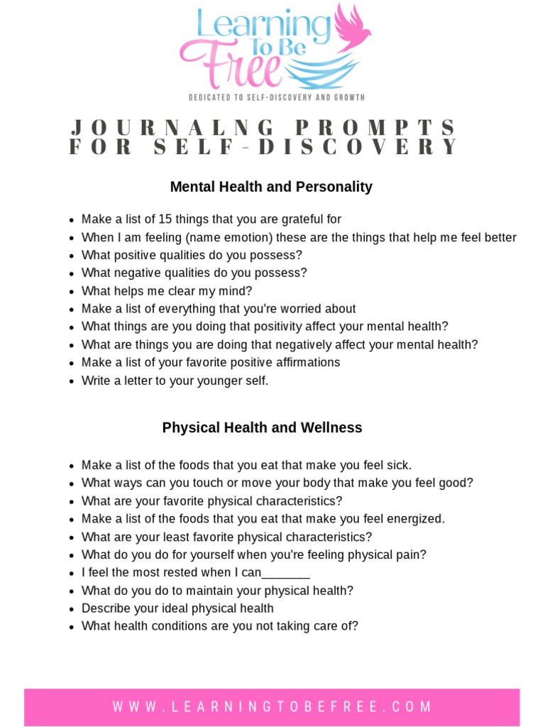 Self-Discovery Journaling Prompts PDF | PDF | Mental Health | Love