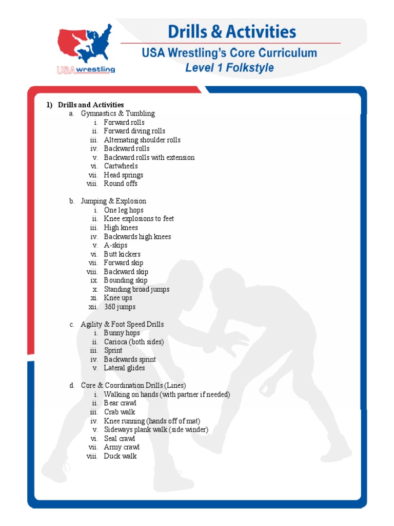Folkstyle Wrestling Drills & Games Guide | PDF | Sports