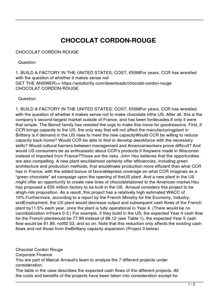 Chocolat Cordon Rouge | PDF