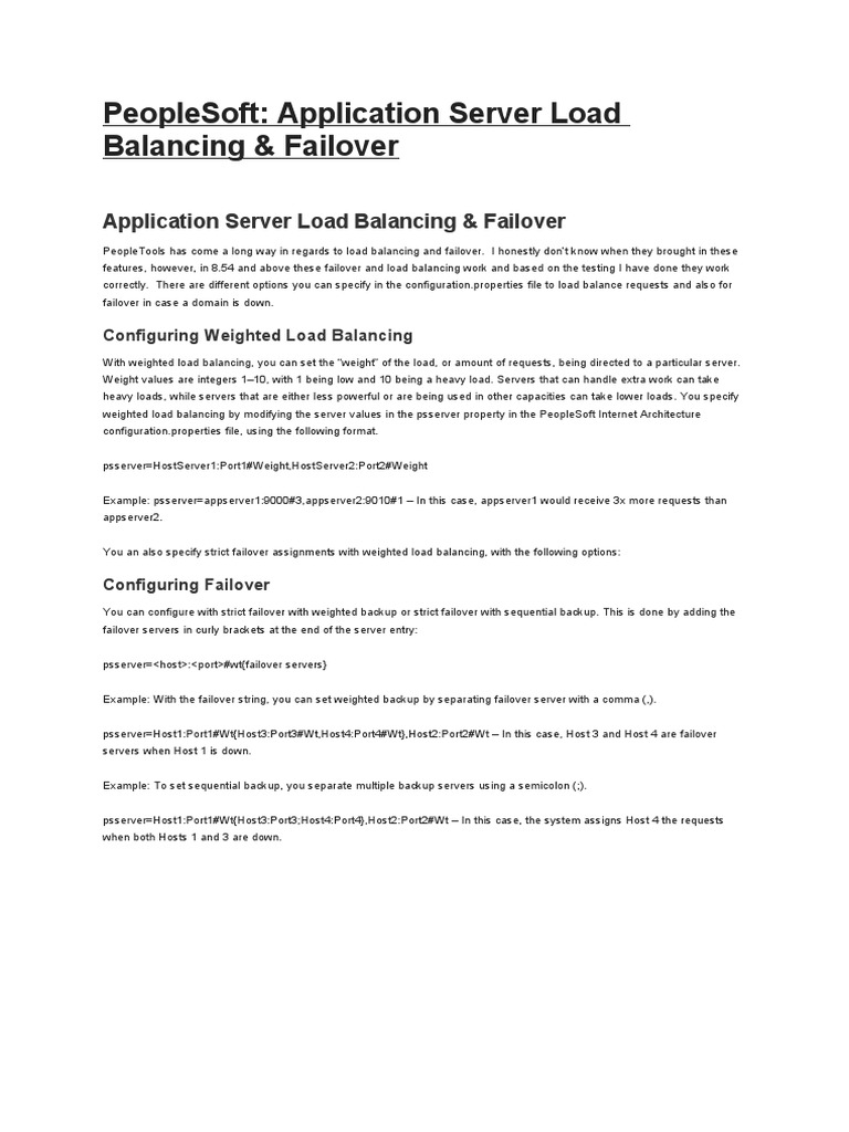 Application Server Load Balancing & Failover | PDF