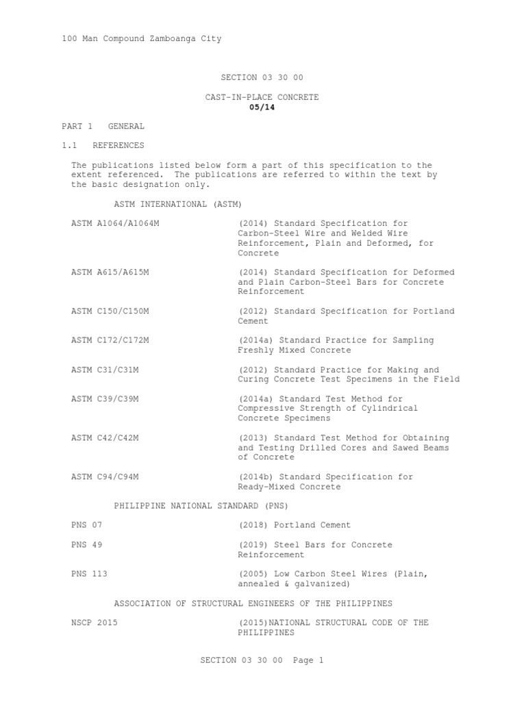 02 - Technical Specifications - Cast-In-Place Concrete | Download Free ...