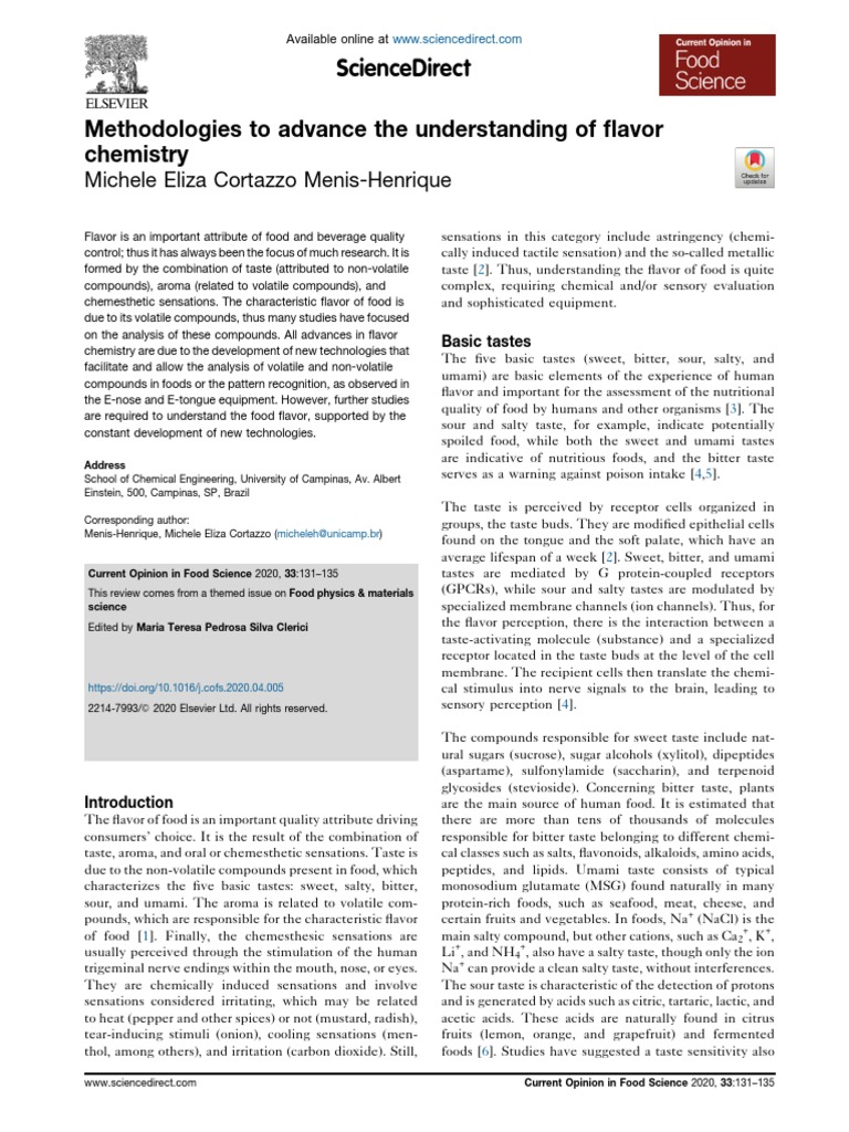 Advancing Flavor Chemistry Methodologies | PDF | Taste | Flavor