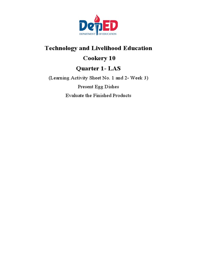 Technology and Livelihood Education Cookery 10 Quarter 1-LAS | PDF ...