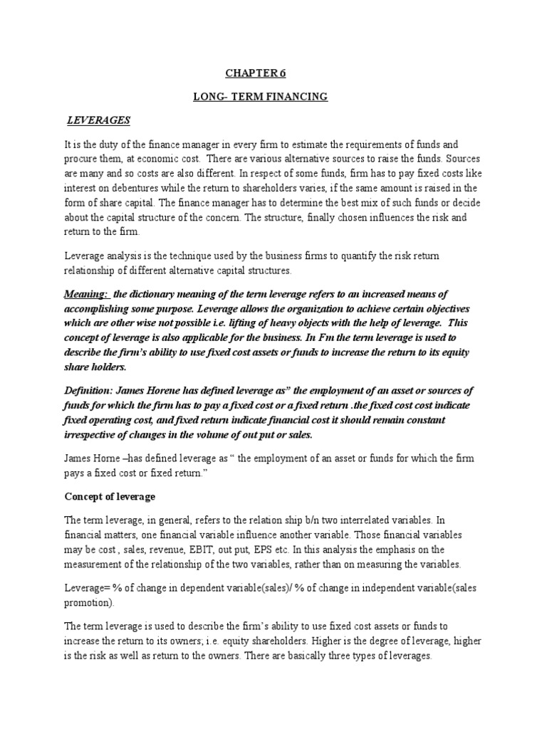 Chapter 6 Long - Term Financing | PDF | Leverage (Finance) | Financial ...
