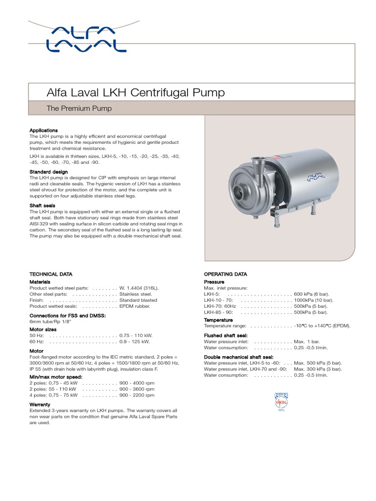Alfa Laval LKH Centrifugal Pump | PDF | Pump | Stainless Steel