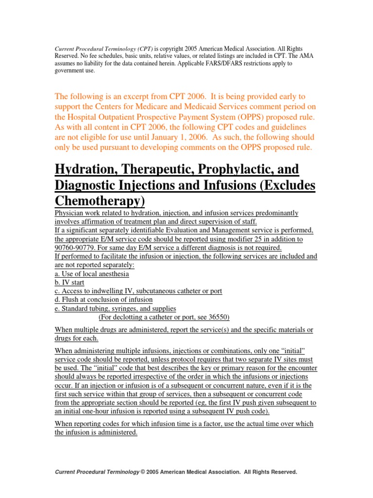 Hydration, Therapeutic, Prophylactic, and Diagnostic Injections and ...