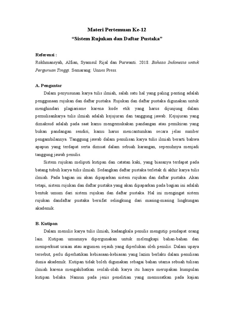 Norma Atika Sari, S.S, M.Hum - Bahasa Indonesia - Pertemuan 12 Sistem Rujukan Dan Daftar Pustaka ...