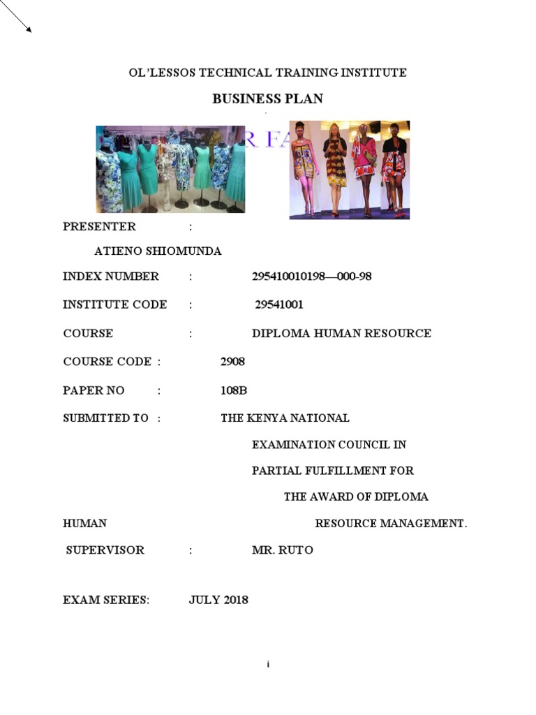 Busine Ss Plan: Ol'Lessos Technical Training Institute | PDF | Value ...