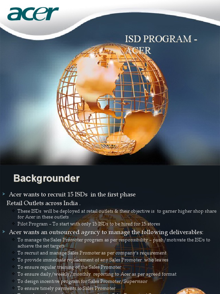 ACER - ISD Program | PDF | Retail | Economies